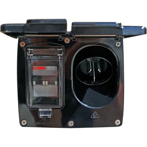 15A AC Power External Inlet & 16A RCD IP44 - Black CMS-RCBO-INLET-BK